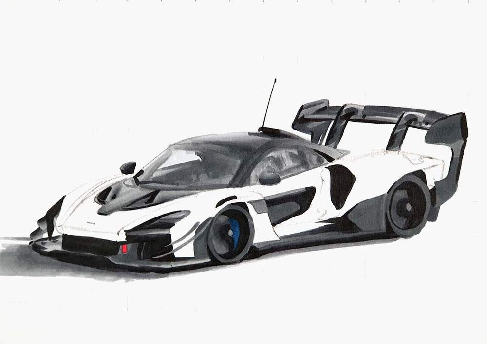 How to Draw a McLaren Senna GTR - McLaren Senna Drawing Tutorial
